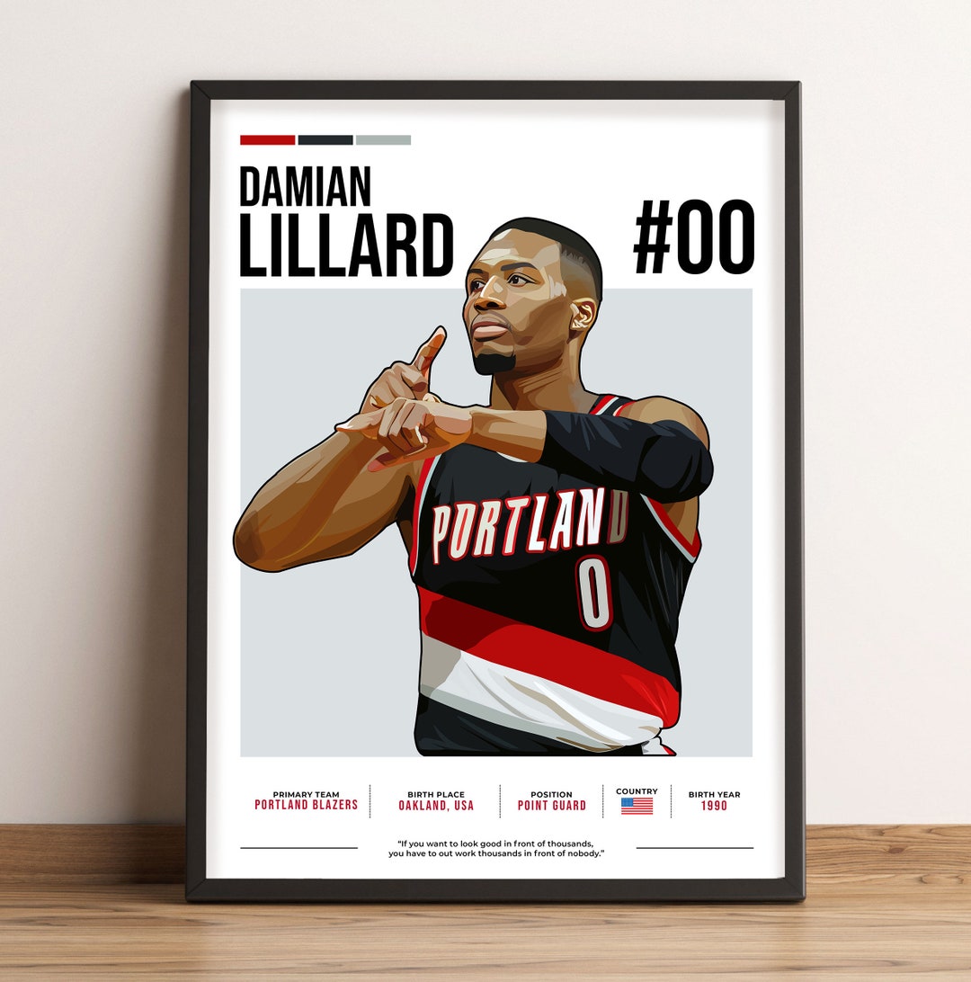 Damian Lillard Poster, Basketball Print, Dame Time, Lillard Print ...