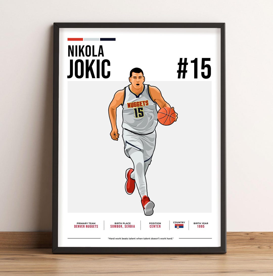 Nikola Jokic Poster, Basketball Art, Nikola Jokic Fan Gift, Vector ...