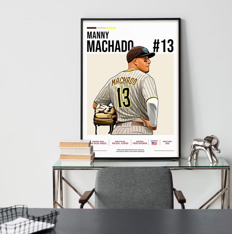 Manny Machado Poster, Baseball Art, Manny Machado Fan Gift, Vector ...