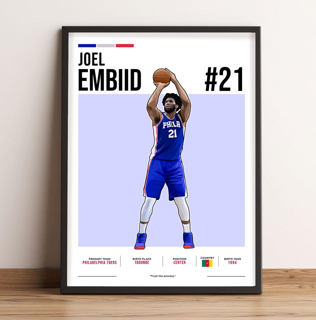 Joel Embiid Poster, Basketball Art, Joel Embiid Fan Gift, Vector ...