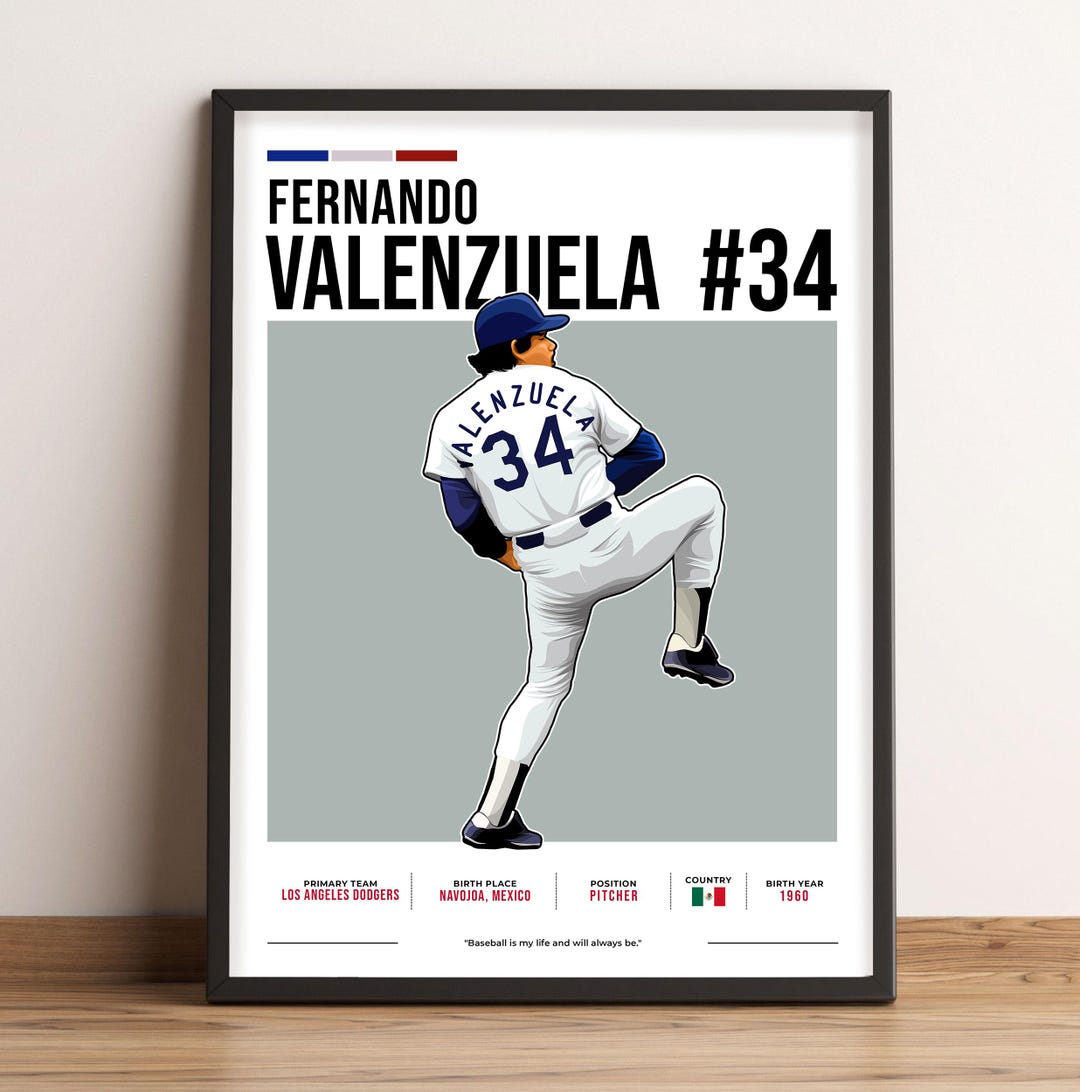 Fernando Valenzuela Poster, Baseball Art, Fernando Valenzuela Fan Gift ...