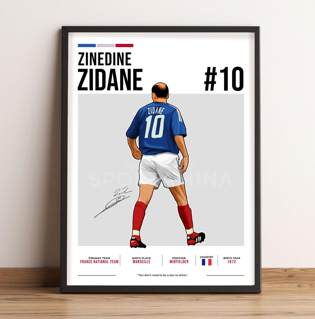 Zinedine Zidane Poster, Football Art, Zinedine Zidane Fan Gift, Vector ...