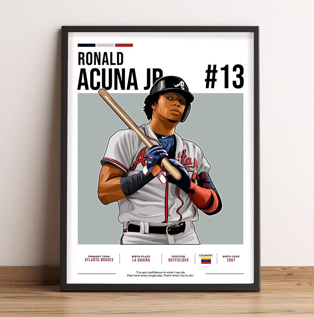 Ronald Acuna Jr Poster, Baseball Art, Ronald Acuna Jr Fan Gift, Vector ...