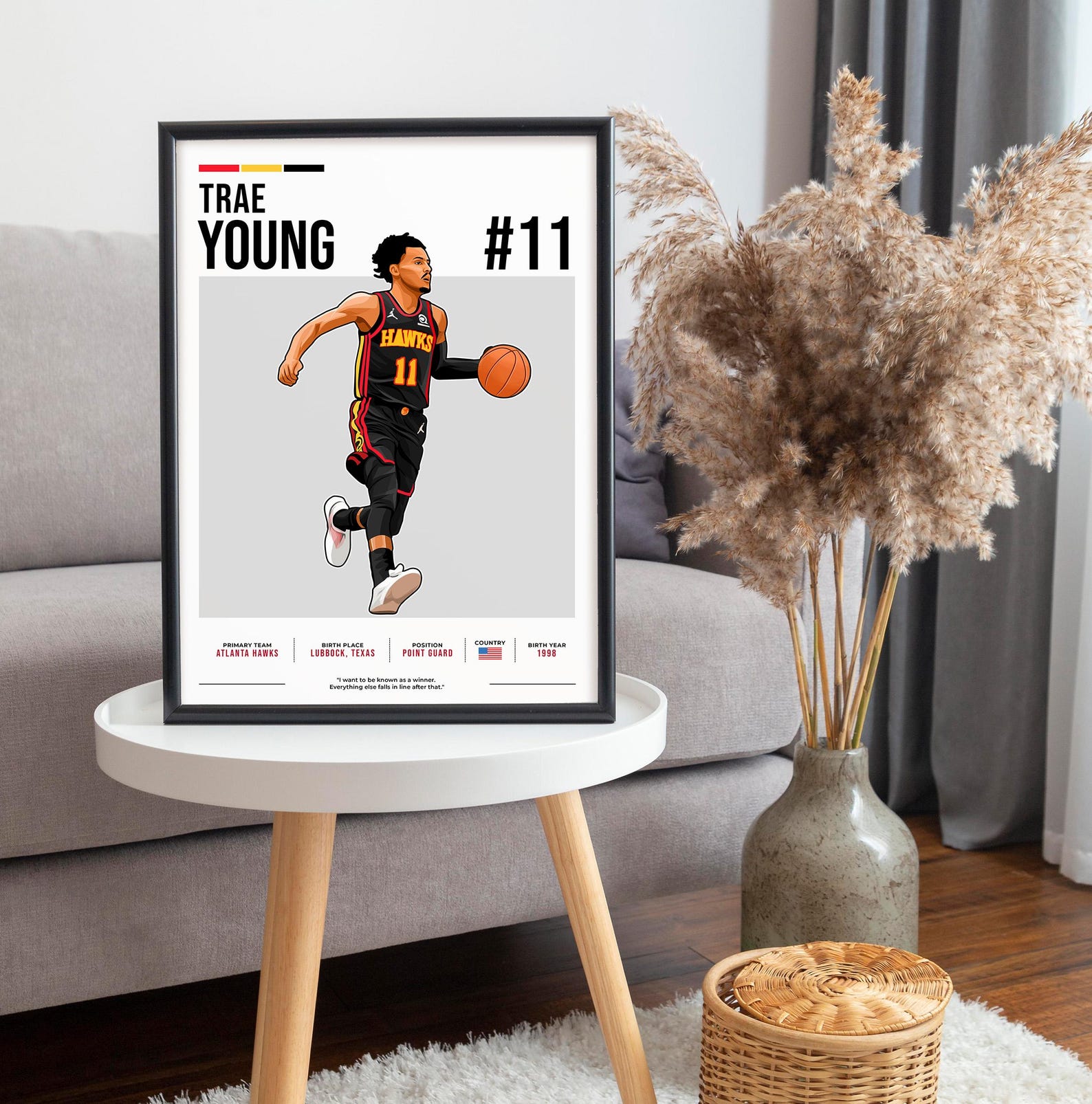 Trae Young Poster, Basketball Art, Trae Young Fan Gift, Vector ...