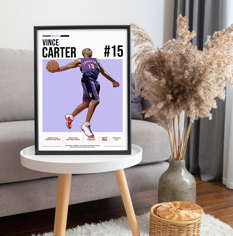 Vince Carter Poster, Basketball Print, Vince Print Vector Art, Vector ...