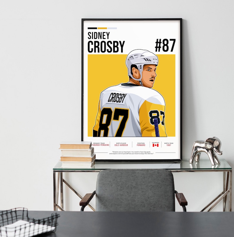 Sidney Crosby Poster, Ice Hockey Print, Crosby Print Vector Art, Vector ...