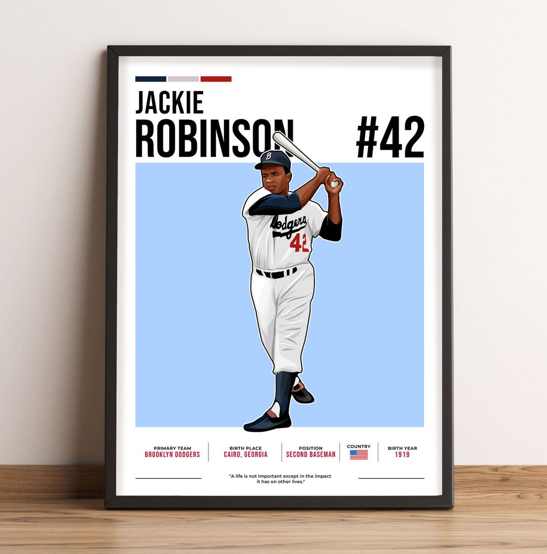 Jackie Robinson Poster, Baseball Art, Jackie Robinson Fan Gift, Vector ...