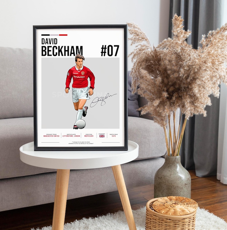David Beckham Poster, Football Art, David Beckham Fan Gift, Vector ...