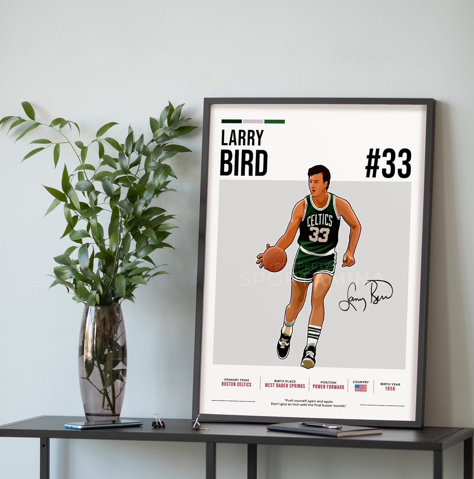 Larry Bird Poster, Basketball Art, Larry Bird Fan Gift, Vector ...