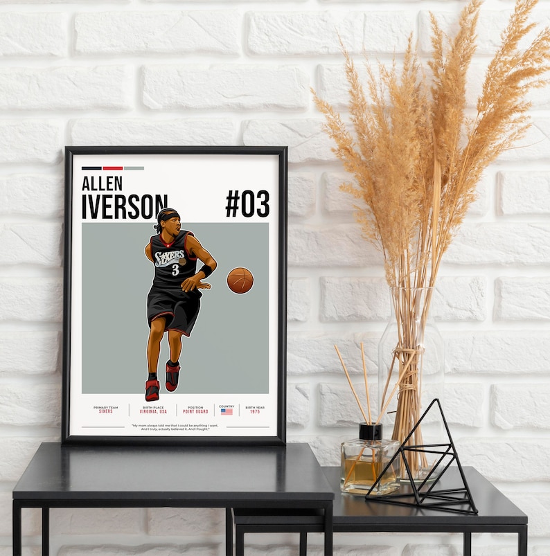 Allen Iverson Poster, Basketball Print, Vector Illustration, Iverson ...