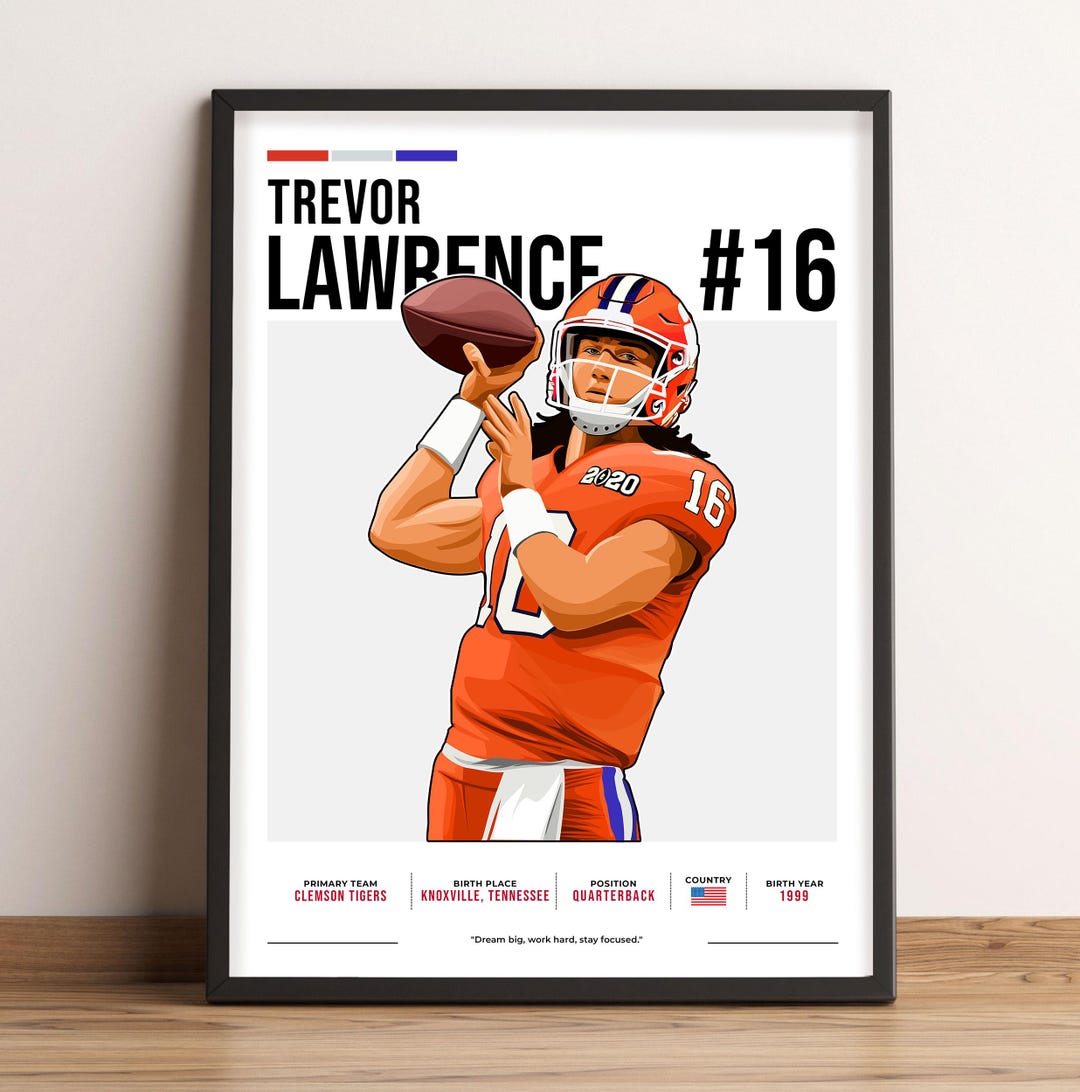 Trevor Lawrence Poster, Football Art, Trevor Lawrence Fan Gift, Vector ...