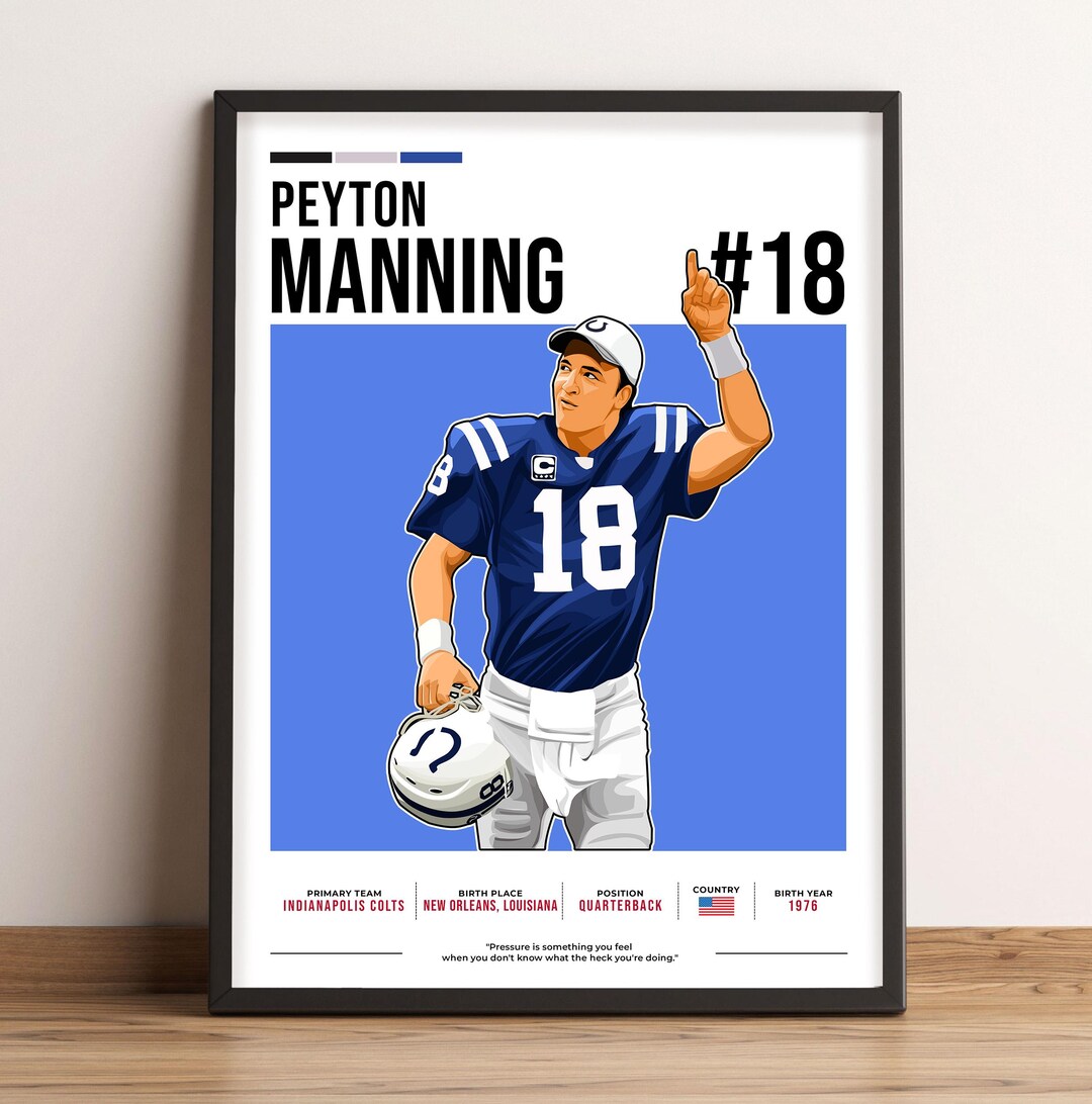 Peyton Manning Poster, Football Art, Peyton Manning Fan Gift, Vector ...
