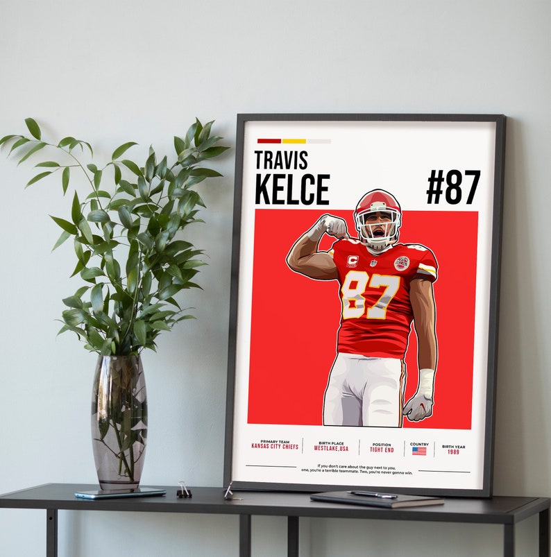 Travis Kelce Poster, American Football Print, Kelce Print Vector Art ...