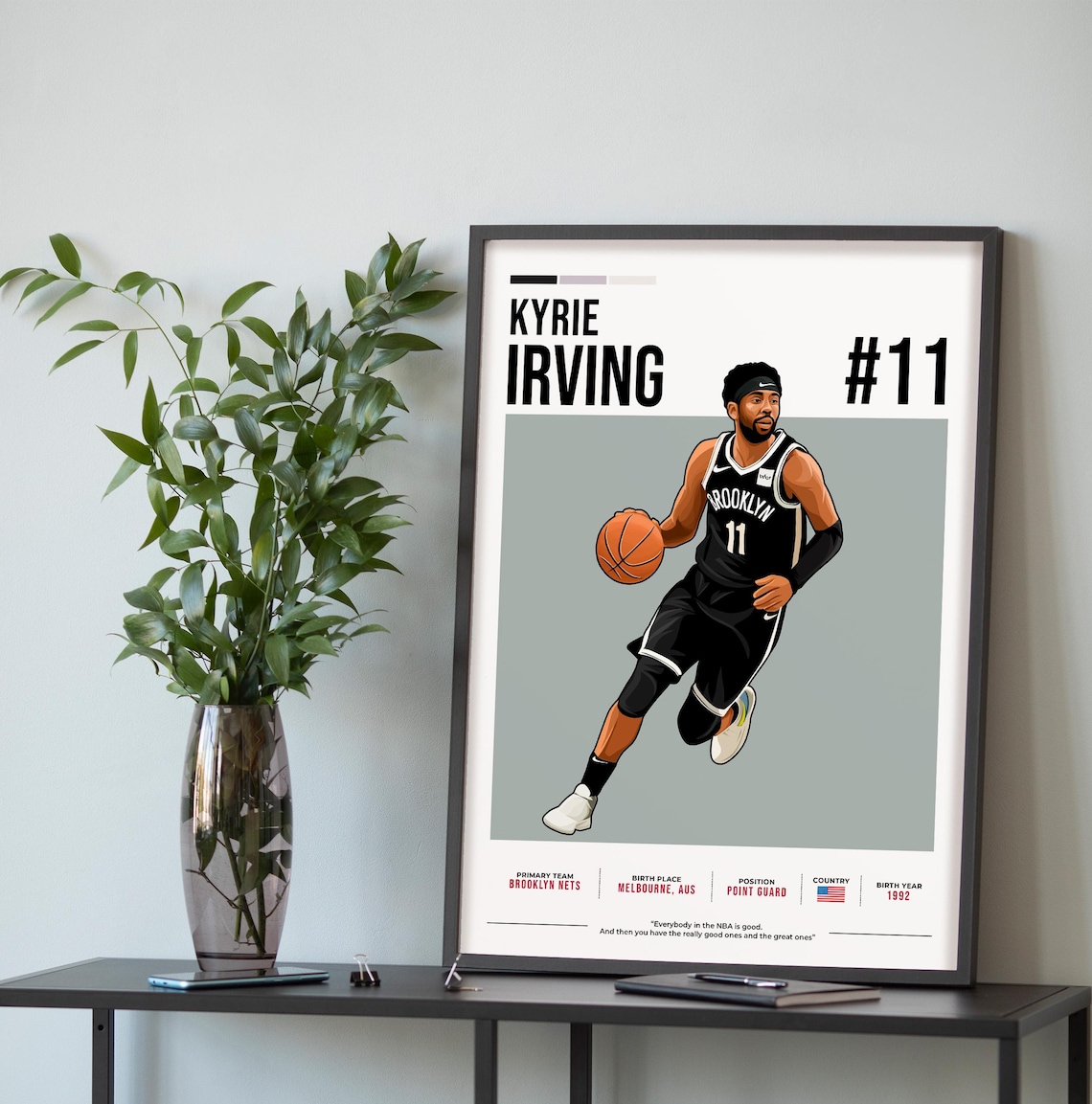 Kyrie Irving Poster, Basketball Art, Kyrie Irving Fan Gift, Vector ...