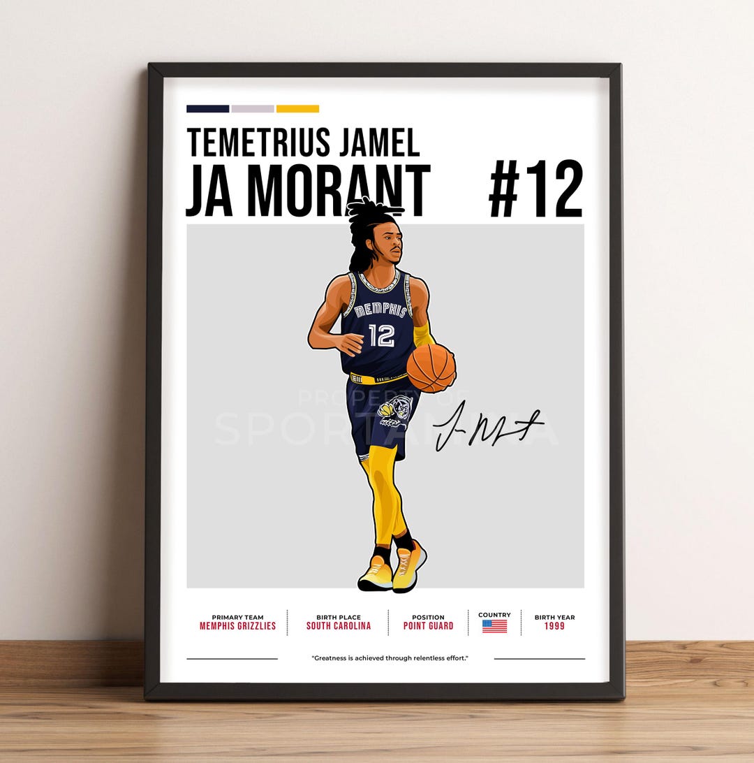 Ja Morant Poster, Basketball Art, Ja Morant Fan Gift, Vector ...