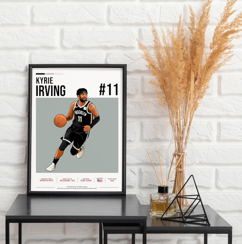 Kyrie Irving Poster, Basketball Art, Kyrie Irving Fan Gift, Vector Illustration, Sports Wall ...