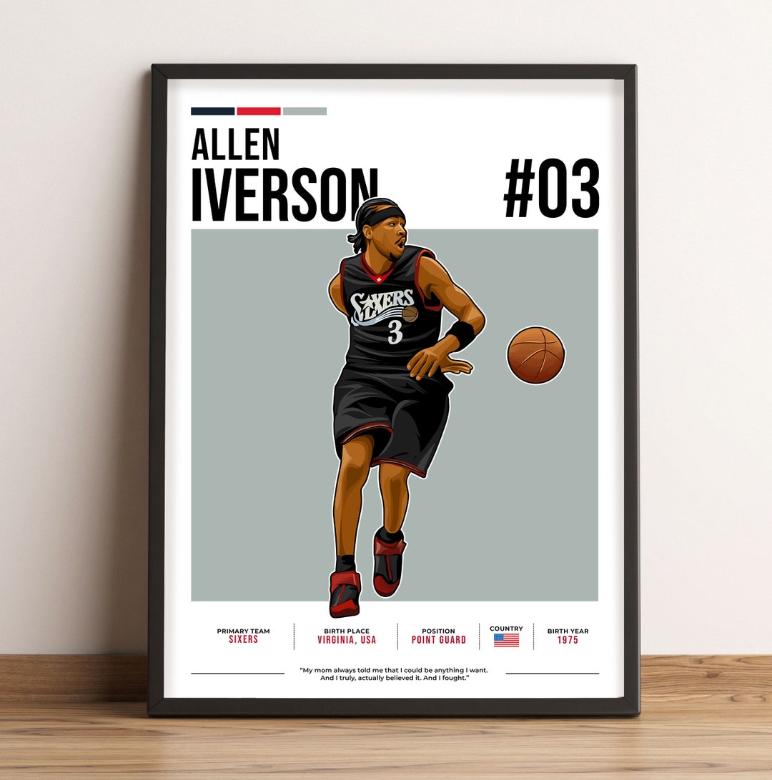 Allen Iverson Poster, Basketball Print, Vector Illustration, Iverson ...