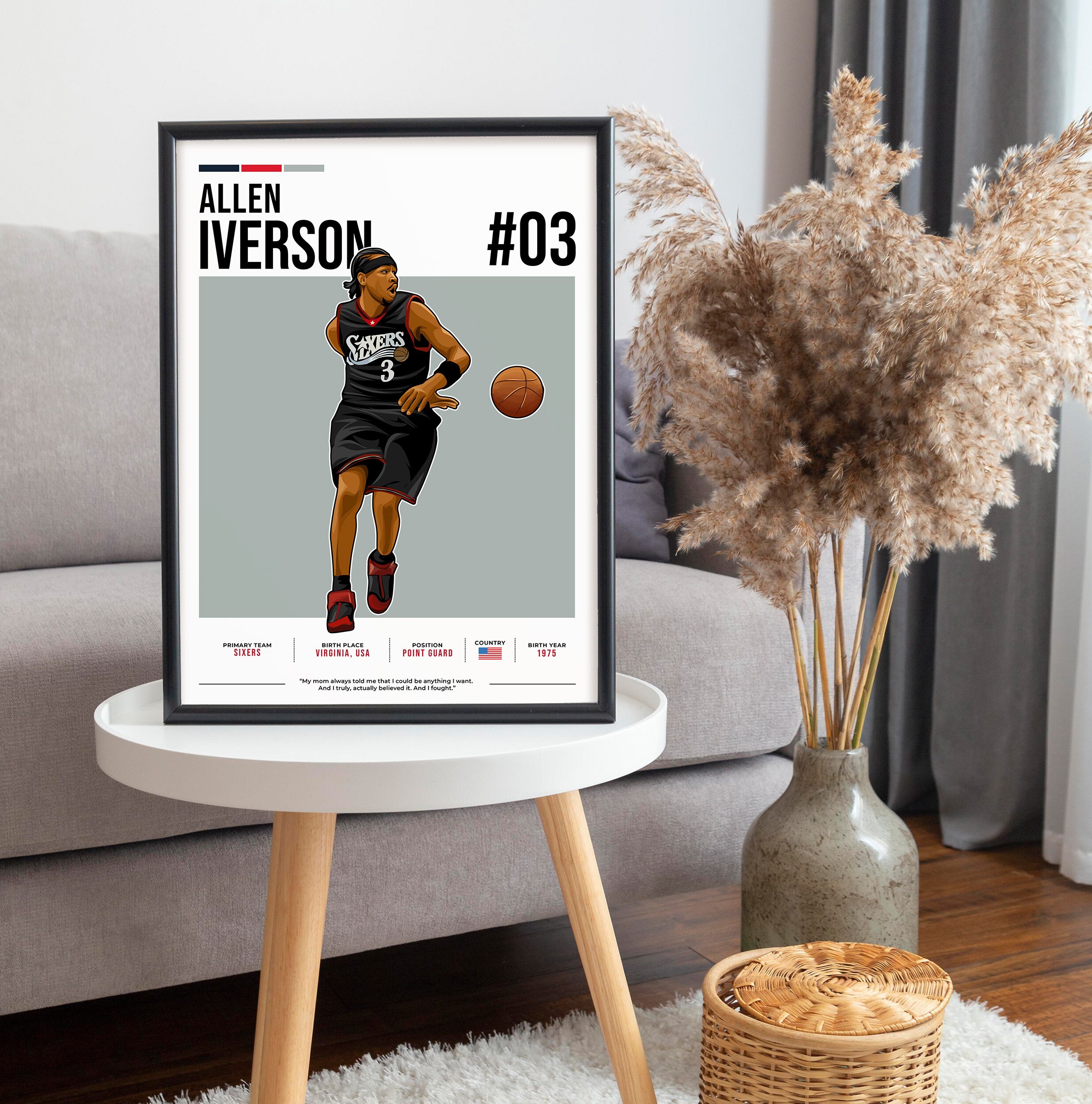 Allen Iverson Poster, Basketball Print, Vector Illustration, Iverson ...