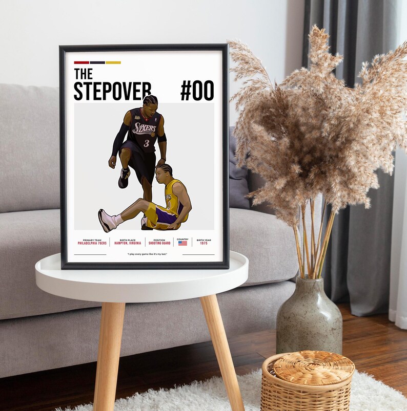Allen Iverson Poster, Basketball Art, Allen Iverson Fan Gift, the Stepover, Stepover Lue ...