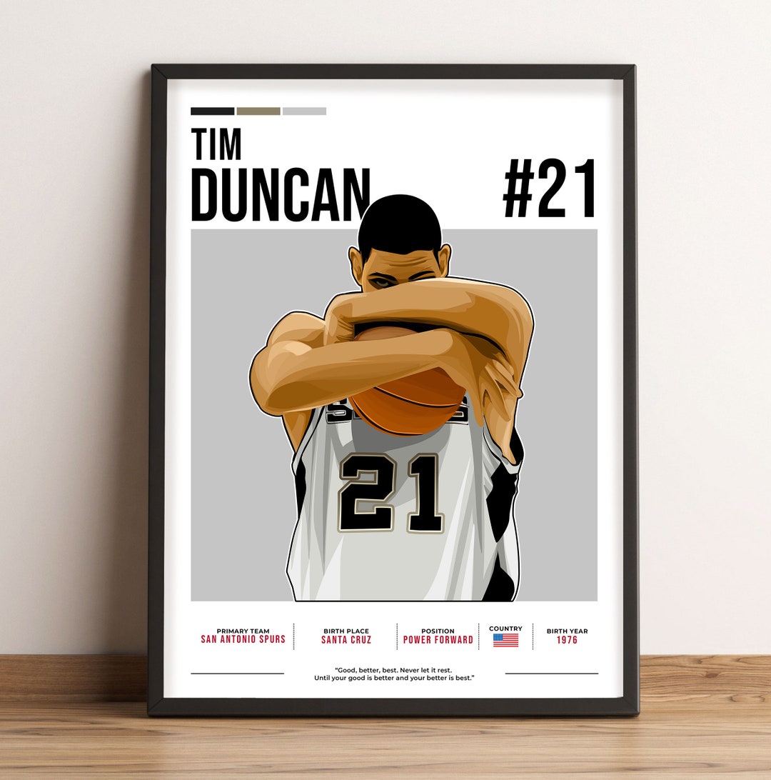 Tim Duncan Poster, Basketball Print, Duncan Print Vector, Vector ...