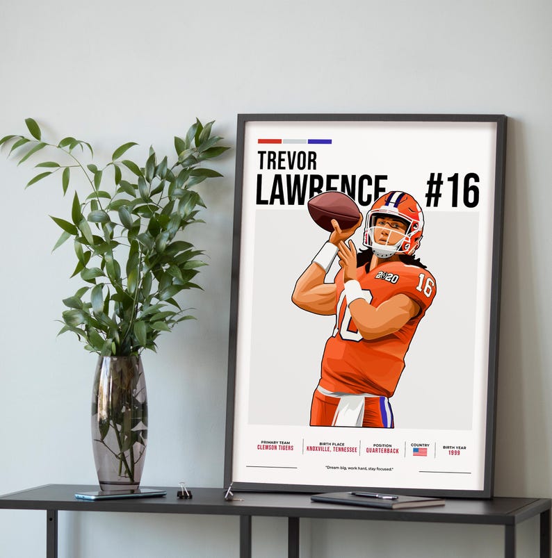 Trevor Lawrence Poster, Football Art, Trevor Lawrence Fan Gift, Vector ...