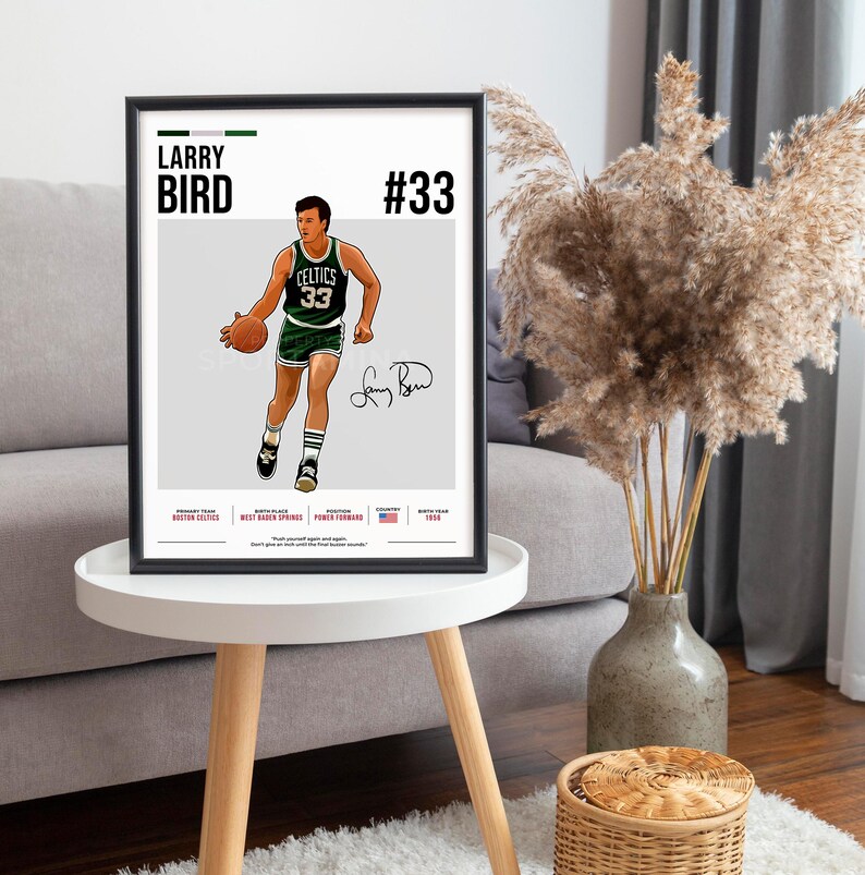 Larry Bird Poster, Basketball Art, Larry Bird Fan Gift, Vector ...