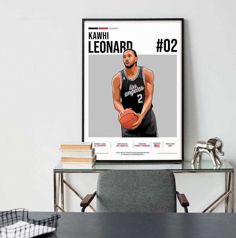 Kawhi Leonard Poster, Basketball Print, Leonard Print Vector ...