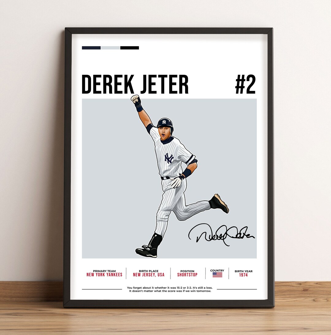 Derek Jeter Poster, Baseball Print, Derek Jeter Vector Art, Jeter Poster, Derek Jeter Fan Gift ...