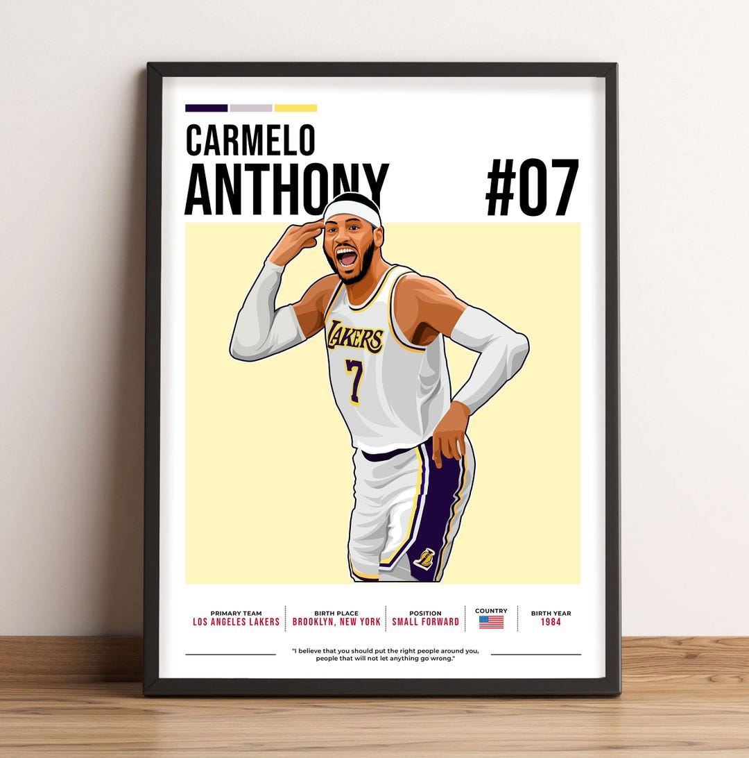 Carmelo Anthony Poster, Basketball Art, Carmelo Anthony Fan Gift ...