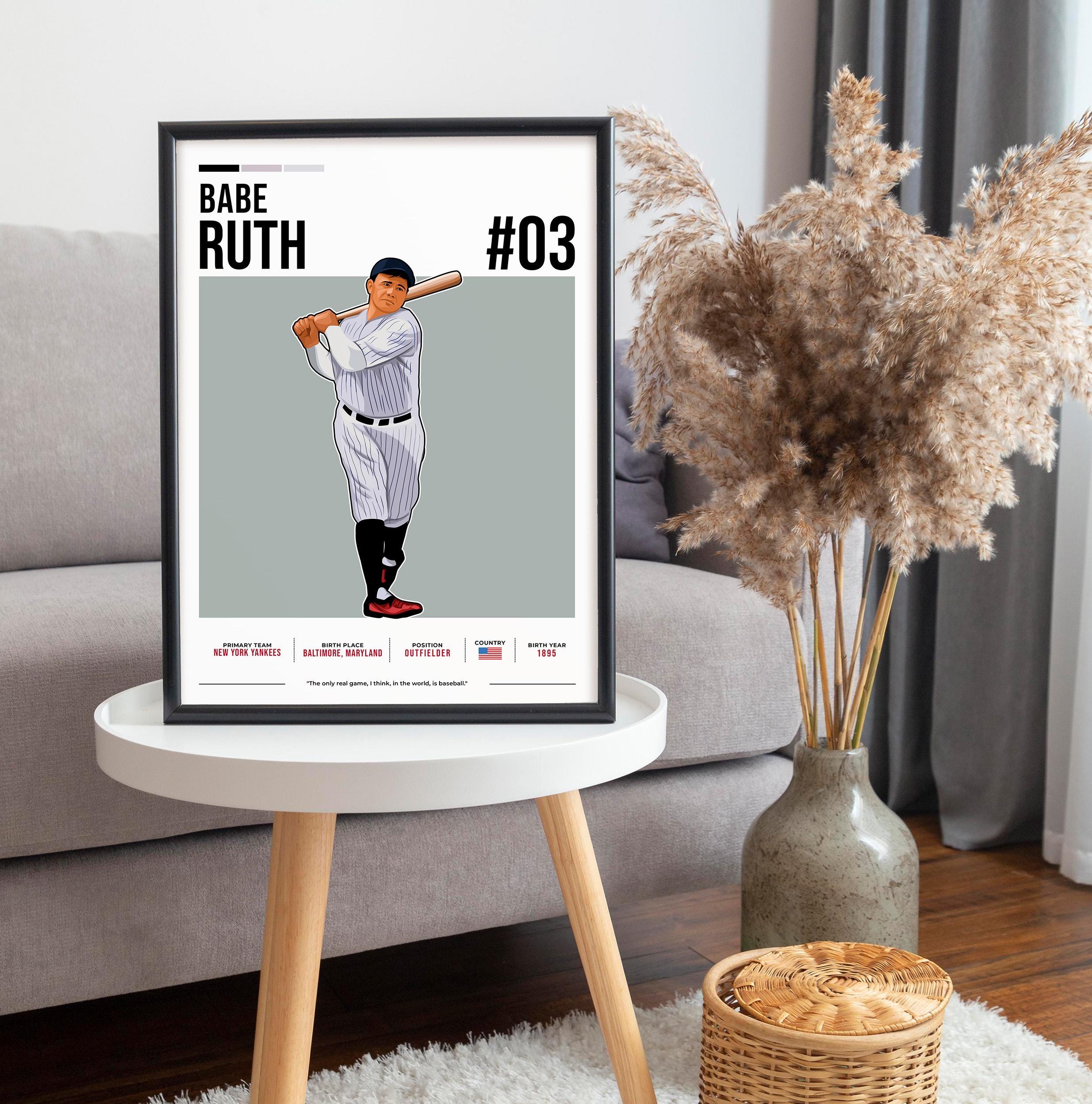 Babe Ruth Poster, Baseball Art, Babe Ruth Fan Gift, Vector Illustration ...