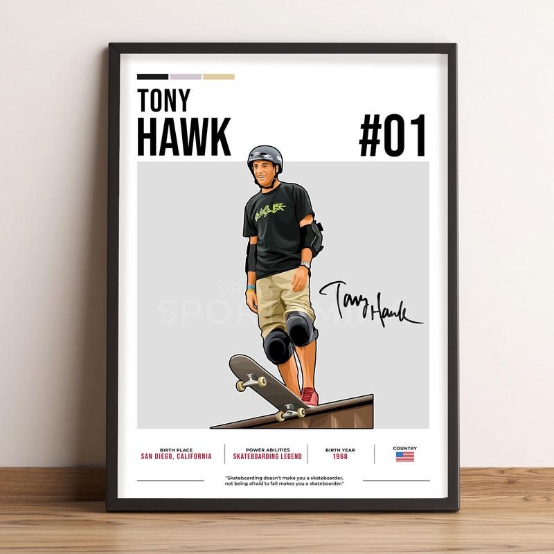 Tony Hawk Skateboard A - Etsy UK
