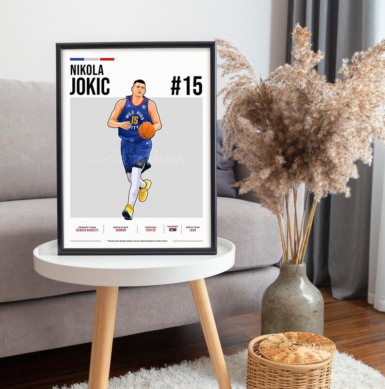 Nikola Jokic Poster, Basketball Art, Nikola Jokic Fan Gift, Vector ...