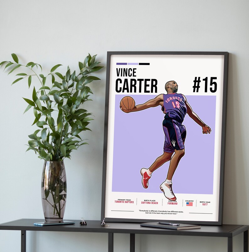 Vince Carter Poster, Basketball Print, Vince Print Vector Art, Vector ...