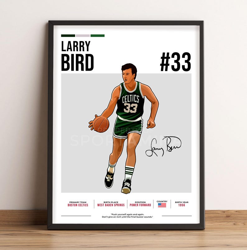 Larry Bird Poster, Basketball Art, Larry Bird Fan Gift, Vector ...