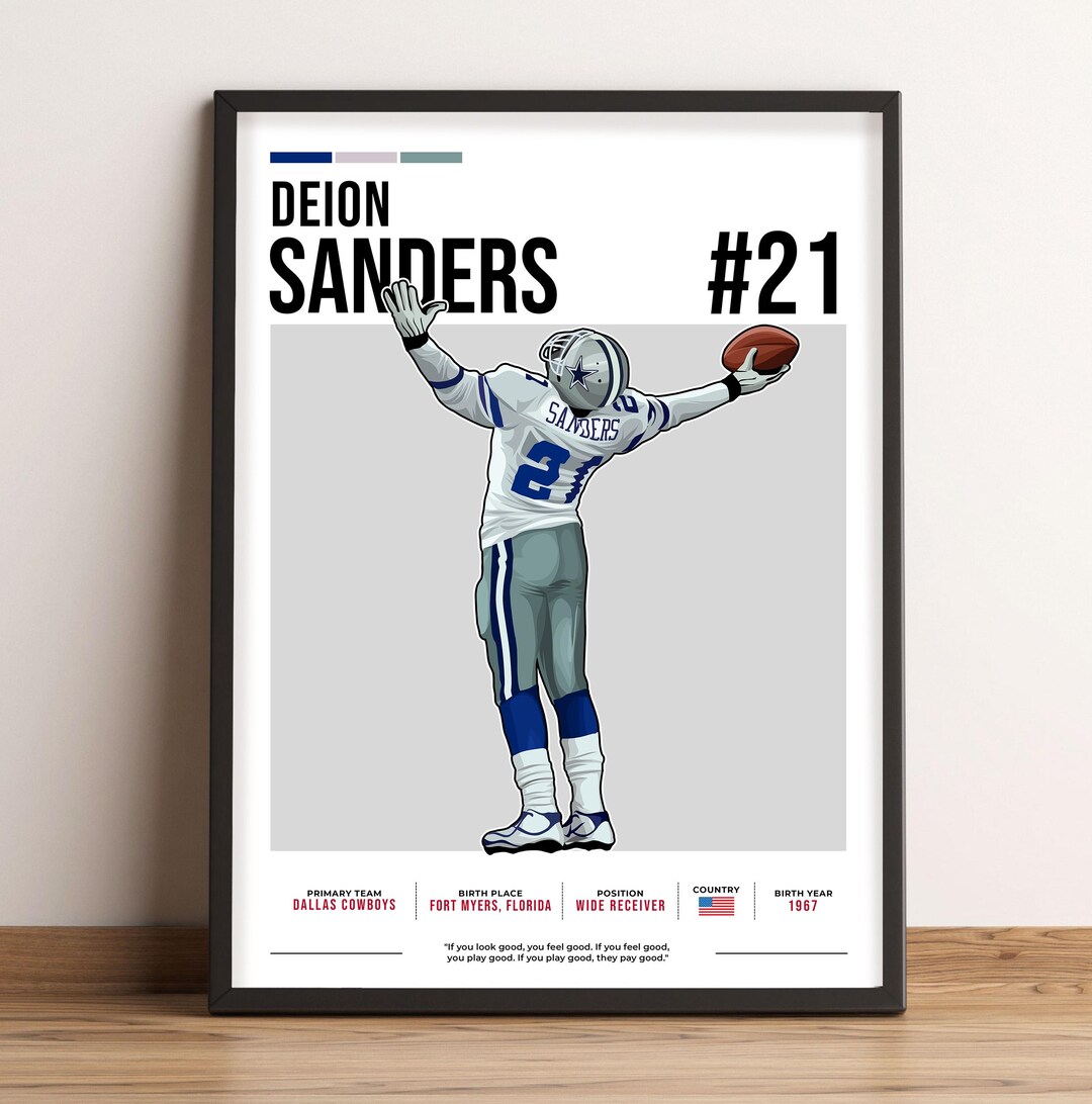 Deion Sanders Poster, Football Art, Deion Sanders Fan Gift, Vector ...