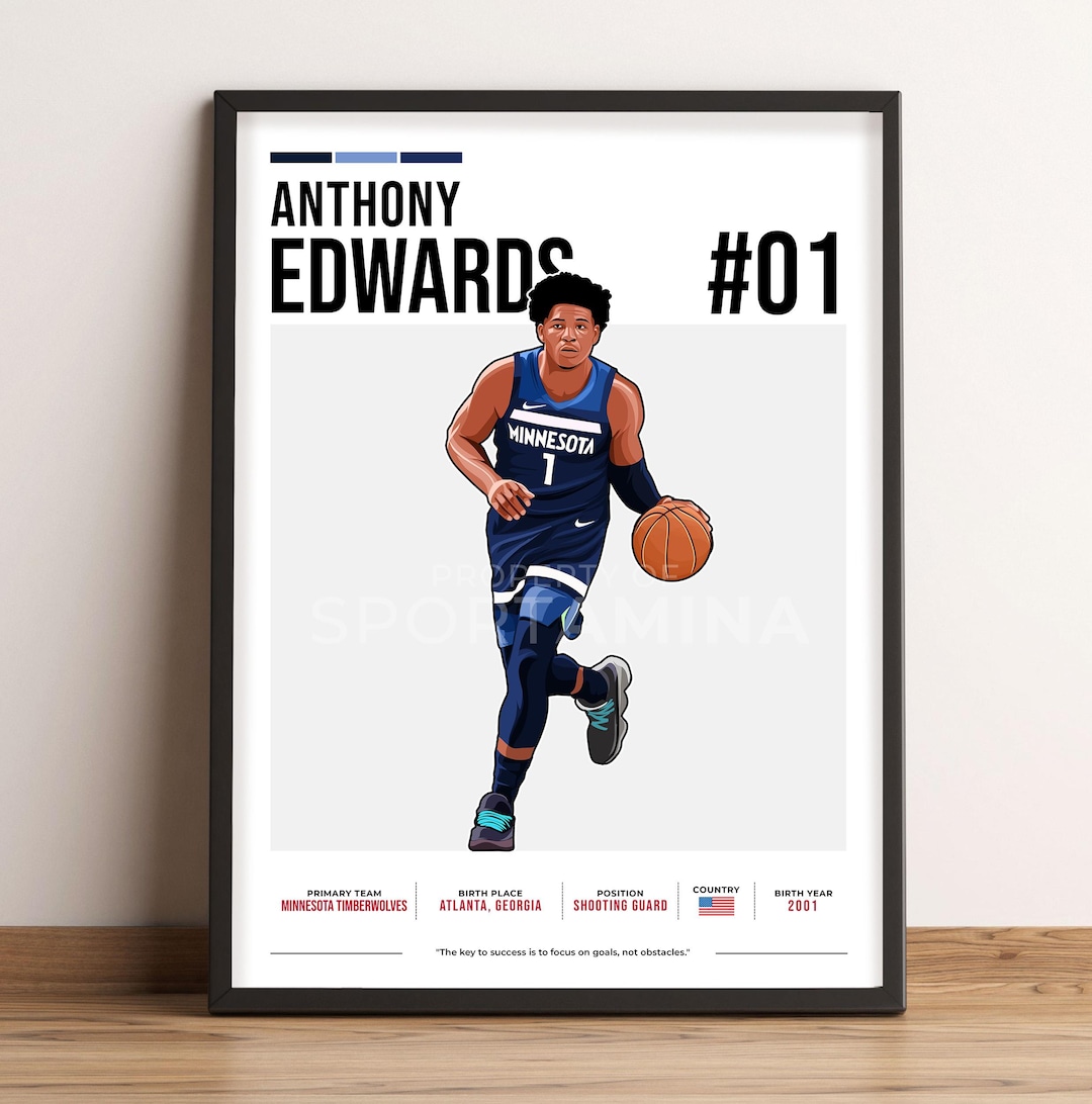 Anthony Edwards Poster, Basketball Art, Anthony Edwards Fan Gift ...