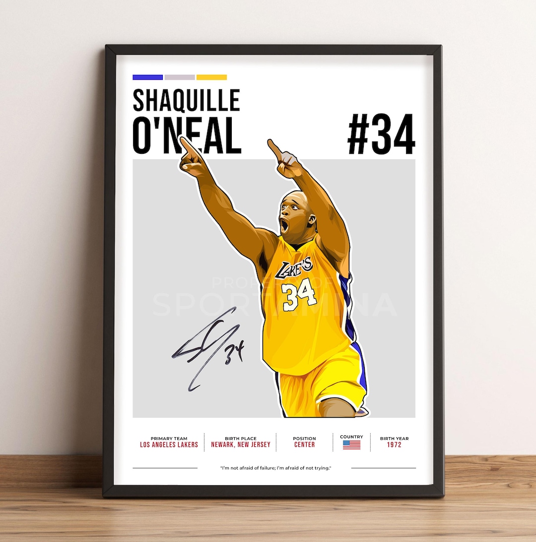 Shaquille O'neal Poster, Basketball Art, Shaquille O'neal Fan Gift ...