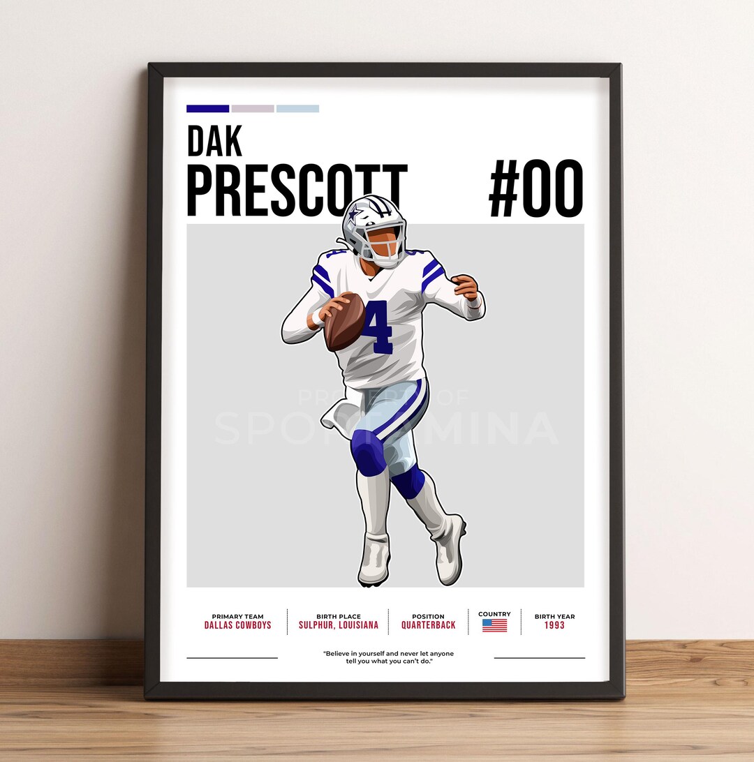 Dak Prescott Poster, Football Art, Dak Prescott Fan Gift, Vector ...