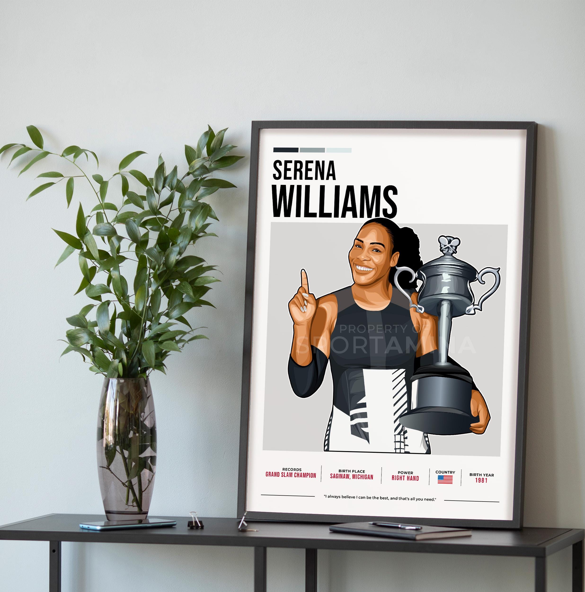 Serena Williams Poster, Tennis Art, Serena Williams Fan Gift, Vector ...