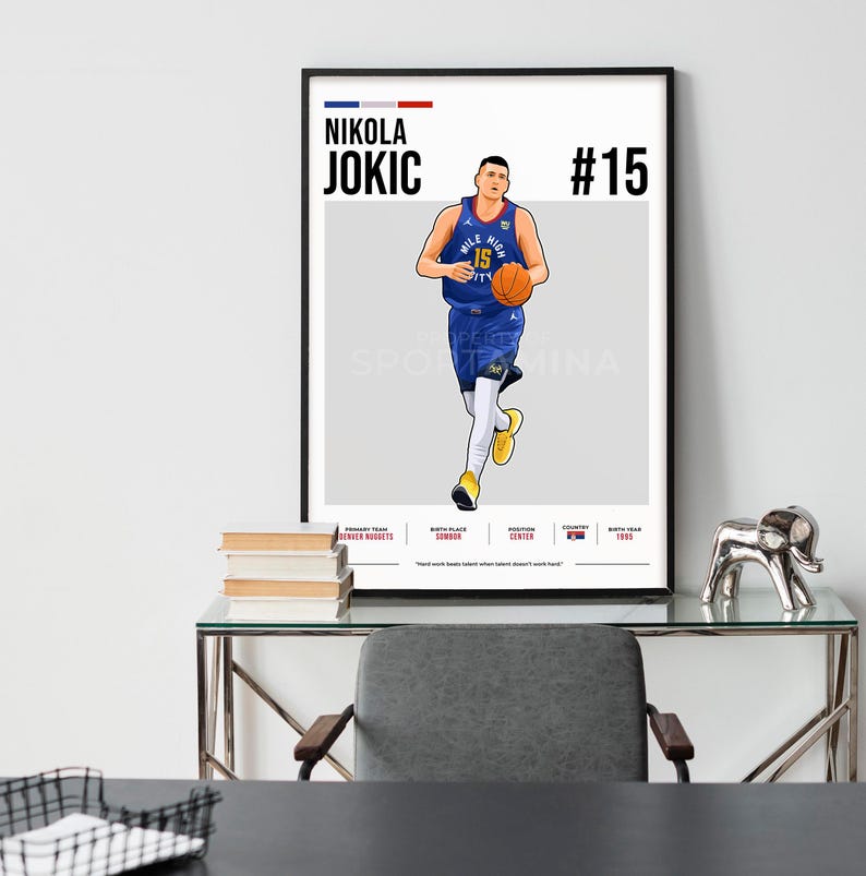 Nikola Jokic Poster, Basketball Art, Nikola Jokic Fan Gift, Vector ...