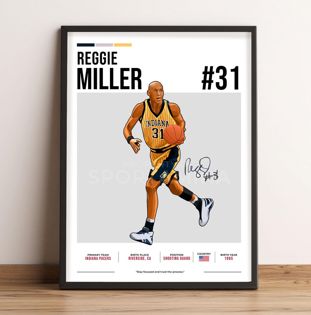 Reggie Miller Poster, Basketball Art, Reggie Miller Fan Gift, Vector ...