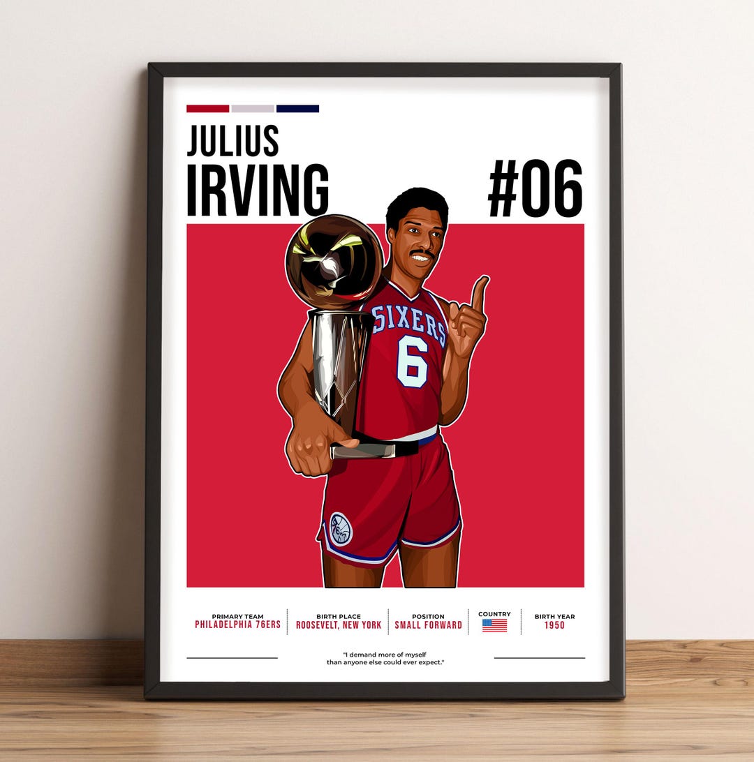 Julius Erving Poster, Basketball Art, Julius Erving Fan Gift, Vector ...