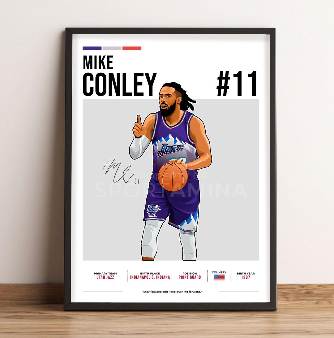 Mike Conley Poster, Basketball Art, Mike Conley Fan Gift, Vector ...