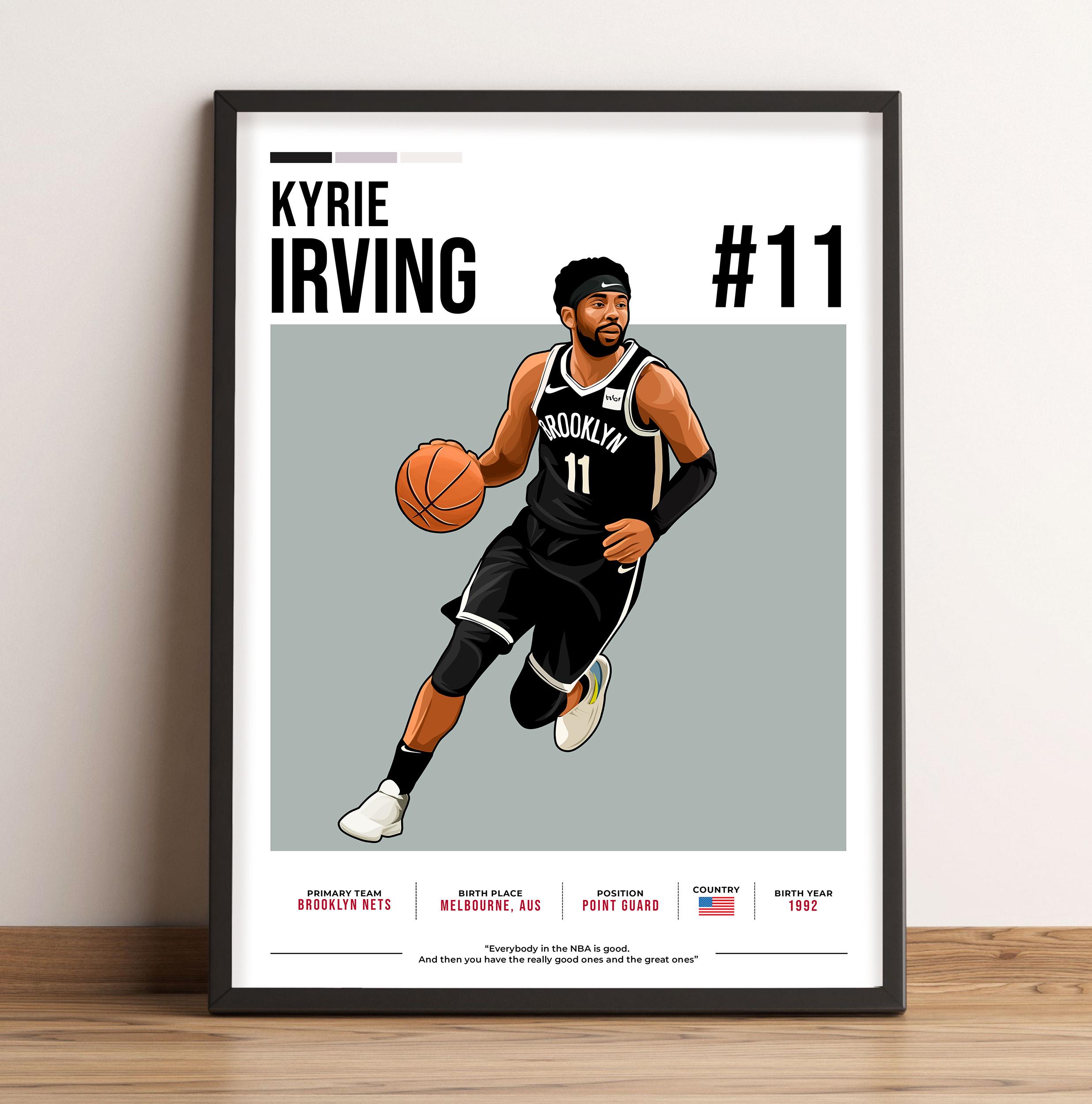 Kyrie Irving Poster, Basketball Art, Kyrie Irving Fan Gift, Vector Illustration, Sports Wall ...