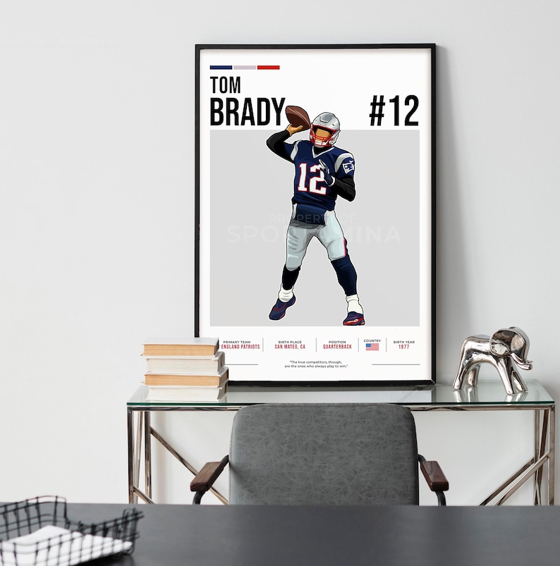 Tom Brady Poster, Football Art, Tom Brady Fan Gift, Vector Illustration ...