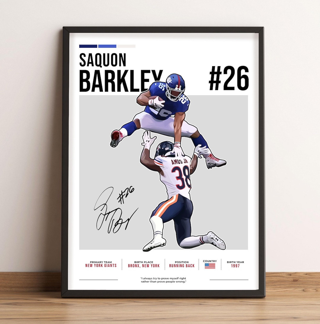 Saquon Barkley Poster, Football Art, Saquon Barkley Fan Gift, Vector ...