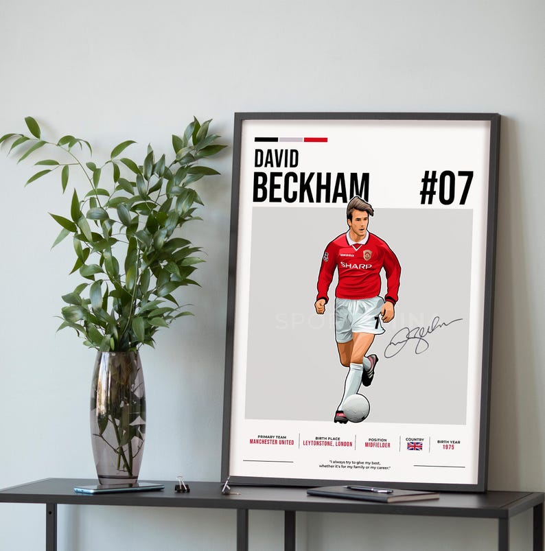 David Beckham Poster, Football Art, David Beckham Fan Gift, Vector ...