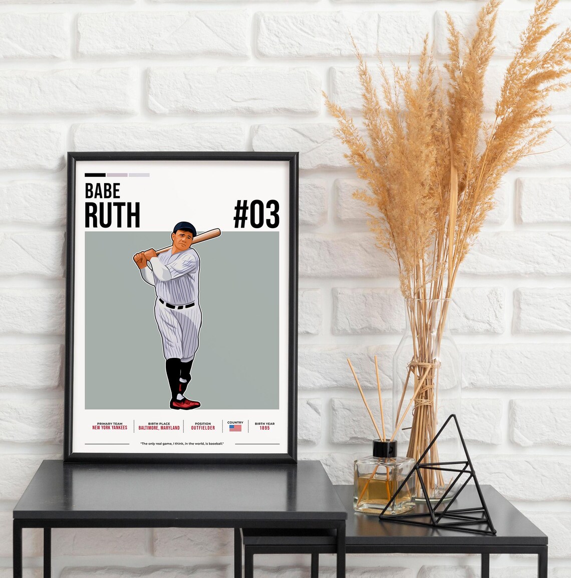 Babe Ruth Poster, Baseball Art, Babe Ruth Fan Gift, Vector Illustration ...