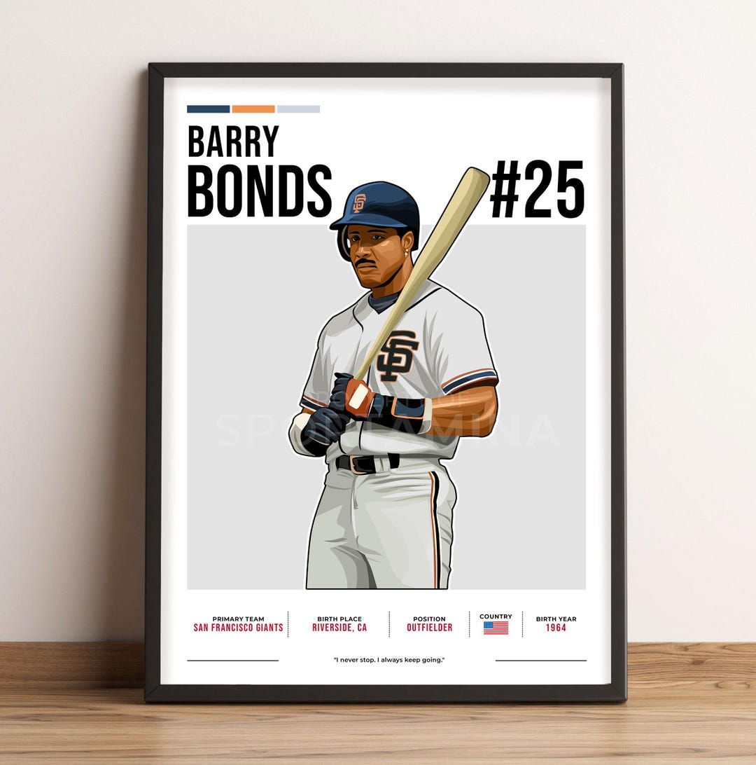 Barry Bonds Poster, Baseball Art, Barry Bonds Fan Gift, Vector ...