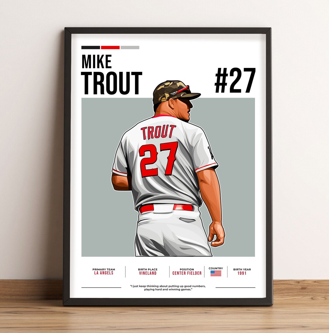 Mike Trout Poster, American Football Print, Trout Print Vector Art ...